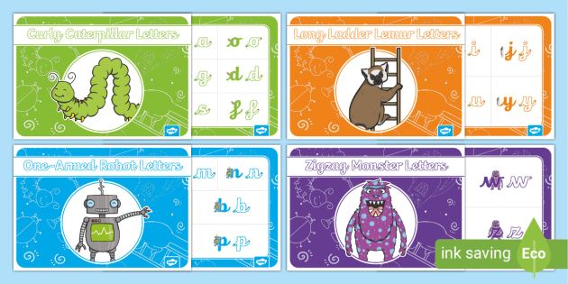 Handwriting Continuous Cursive Letter Family Display Posters