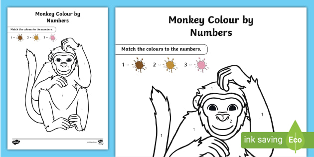 FREE! - Monkey Colour by Number Page (teacher made)
