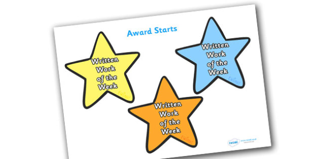 FREE! - Written Work of the Week Award Star (teacher made)