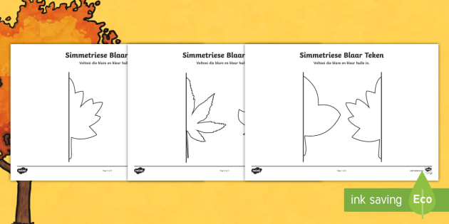 Herfs Simmetriese Blaar Teken Aktiwiteit (teacher made)