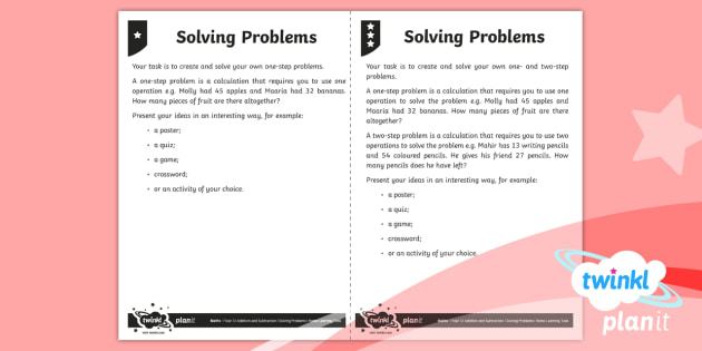 PlanIt Maths Y3 Addition and Subtraction Solving Problems Home Learning ...