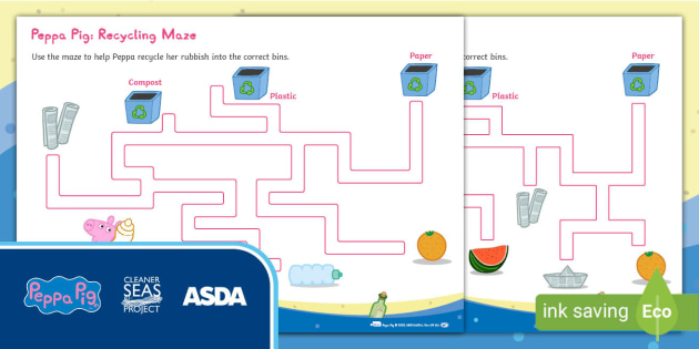FREE! - Peppa Pig Maze Game | Recycling | Twinkl Resources