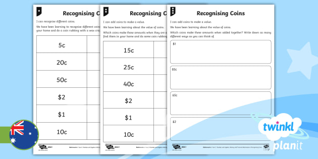 Money and Financial Mathematics Recognising Coins Home Learning