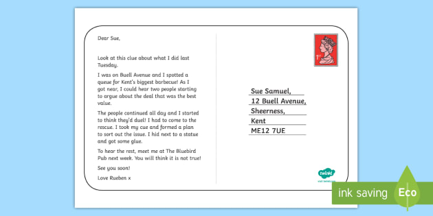 ' ue Phonics Story Phoneme Spotter Postcard (teacher made)