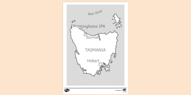 FREE! - Map of Tasmania Showing Preminghana Colouring Sheet | Colouring ...