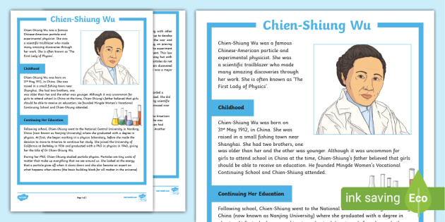 KS2 Chien-Shiung Wu Fact File (Teacher-Made)