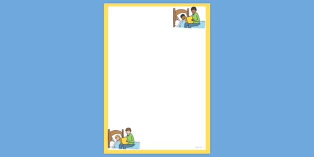 FREE! - Dad Reading Bedtime Story to Child Page Border | Twinkl