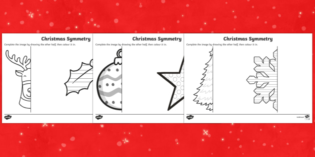 Christmas Symmetry Worksheets (teacher made)