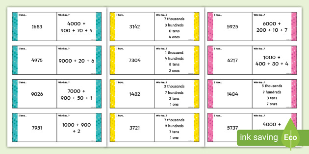 Place Value Loop Cards Pack - 4 Digits (teacher made)