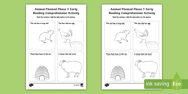 Animal-Themed Phase 3 EYFS Reading Comprehension Activity
