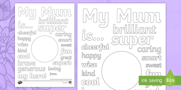 Mother s Day Describing Words Sheet Primary Resources