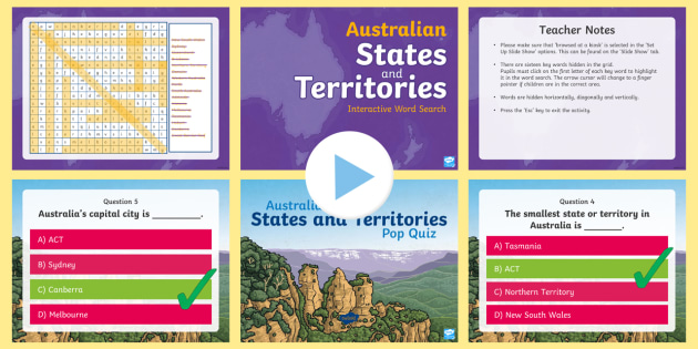 Australian States and Territories Interactive Activity Pack