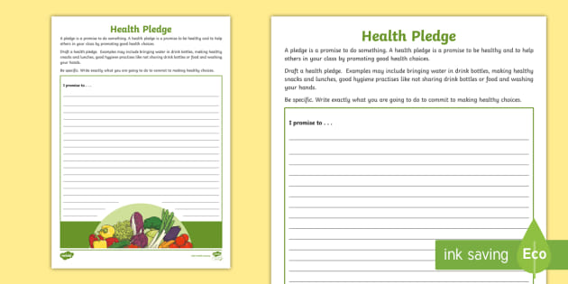 Health Pledge Activity (teacher made)