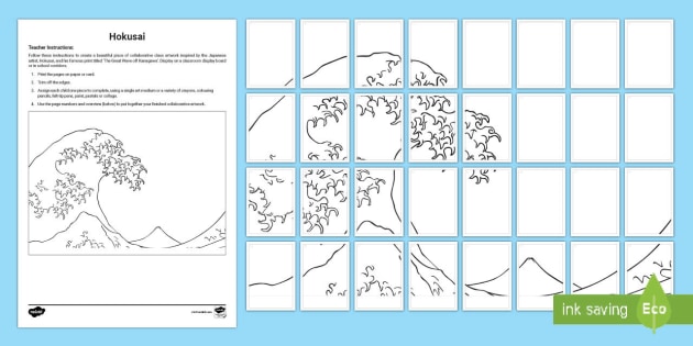 Hokusai Collaborative Art Activity - Famous Artists