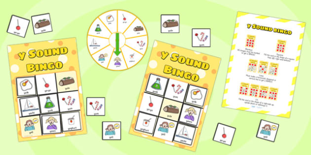 y Sound Bingo Game with Spinner (Hecho por educadores)