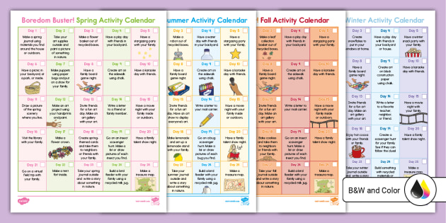 Boredom Buster! Activity Calendar Pack (teacher made)