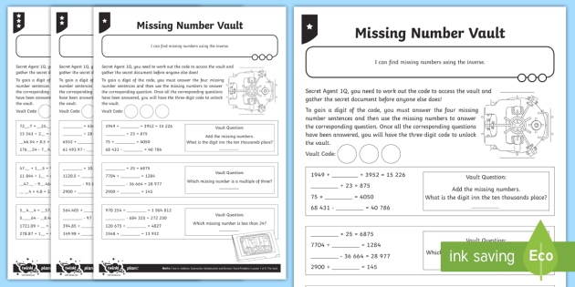 Differentiated Missing Number Worksheets