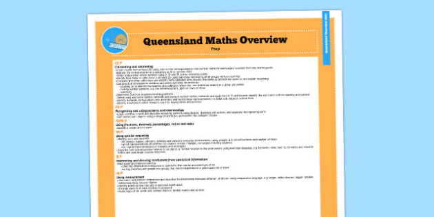 FREE! - Queensland Curriculum Prep English Maths Numeracy Syllabus ...