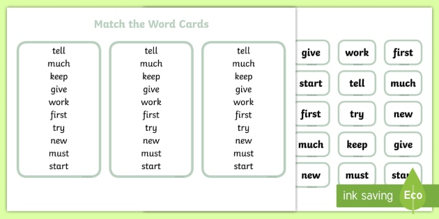 Match the Words (High Frequency 15) Peg Game