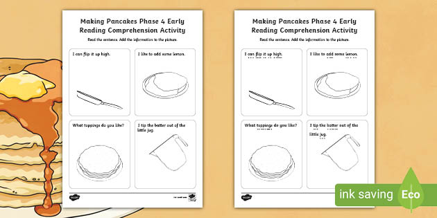 Making Pancakes Phase 4 Early Reading Comprehension Activity