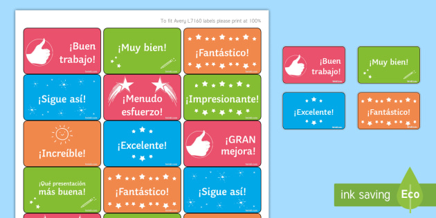 Classroom Reward Stickers - Spanish