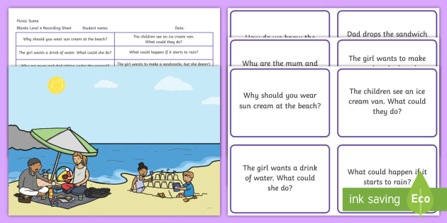 Picnic Scene Blanks Level 4 Questions (Teacher-Made)