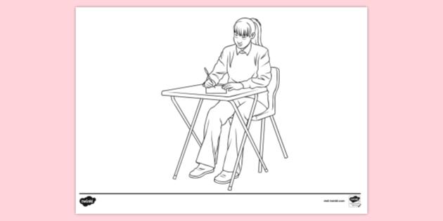 FREE! - Student Taking Exam Colouring Sheet | Colouring Sheets