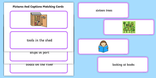 Phase 3 Caption Cards and Picture Matching Activity - phase 3