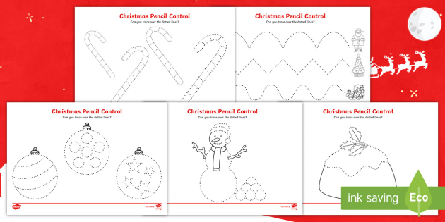 Christmas Pencil Control Worksheets | twinkl.co.uk