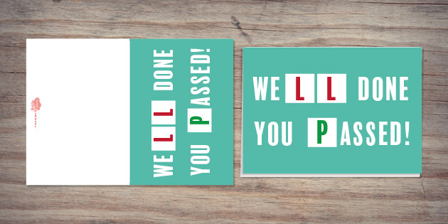 Well Done You Passed Card | Twinkl Party (teacher made)