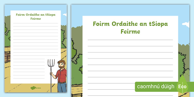 The Farm Shop Role-Play Order Forms Gaeilge (teacher made)