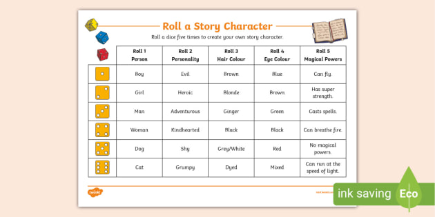 Roll a Story Character Activity Mat (teacher made)