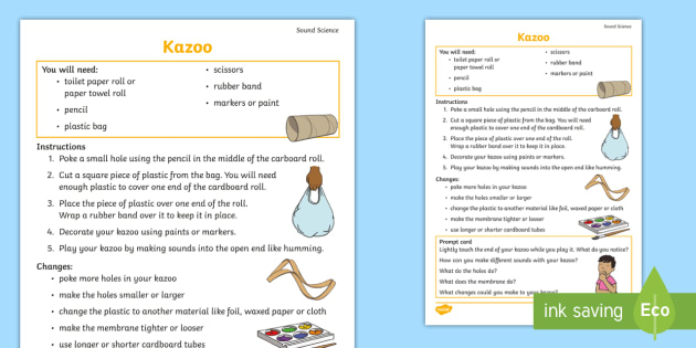 Kazoo Craft Instructions (teacher made)
