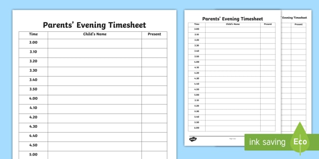 Parents' Evening Editable Timetable (teacher made)