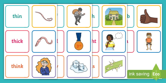 Initial Voiceless th Sound Matching Cards (teacher made)