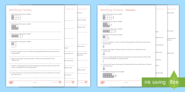 Identifying Fractions Worksheet