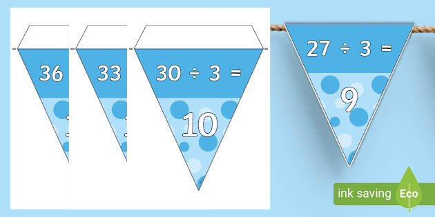 3 Times Table Division Facts Display Bunting (teacher made)