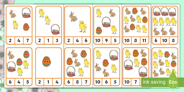 Spring Themed Peg Cards Counting Worksheet