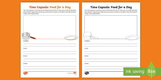Time Capsule: Food for a Day (teacher made)