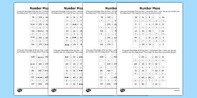 Number Maze Maths Place Value Worksheets