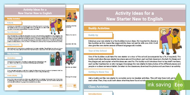 FREE! - EAL Activity Ideas For a New Starter New to English - Inclusion