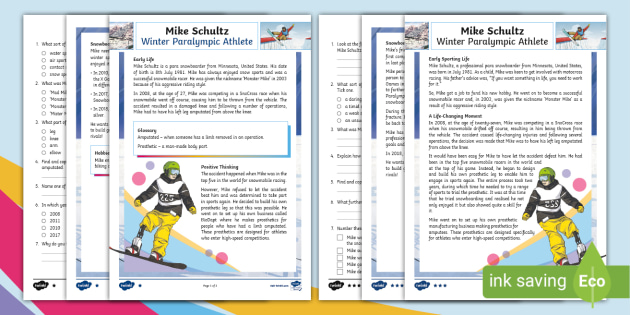 LKS2 Mike Schultz 2018 Winter Paralympic Athlete Differentiated Reading