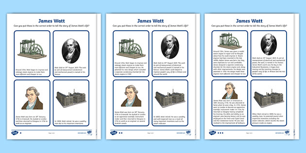 Scottish Significant Individuals James Watt Sequencing Worksheet ...