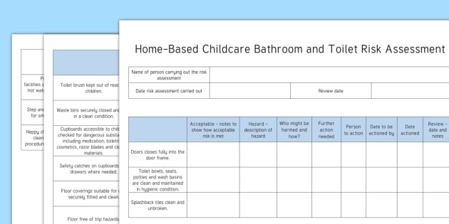Childcare Bathroom and Toilets Risk Assessment Editable Proforma