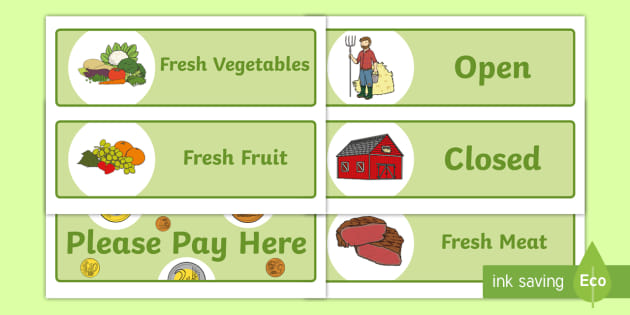 The Farm Shop Aistear Role-Play Signs (teacher made)