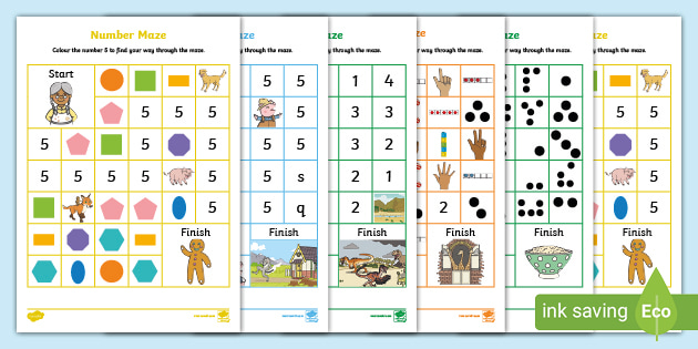 Number 5 Maze Worksheet (teacher made)