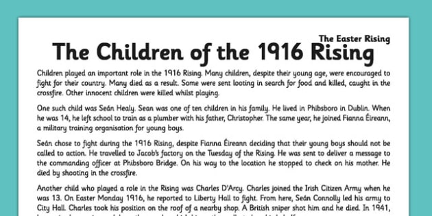Children of the 1916 Rising Comprehension Worksheet / Worksheet