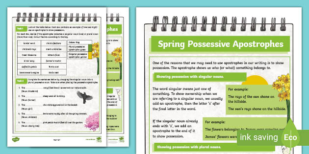 Spring Possessive Apostrophes Activity