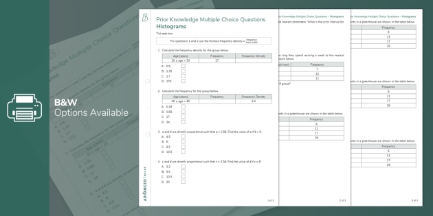 👉 Histograms - Prior Knowledge Multiple-Choice Questions