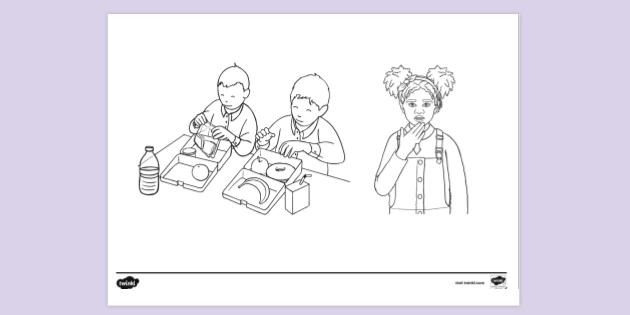 FREE! - BSL Child Lunchtime Colouring Sheet (teacher made)